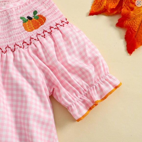 One Pieces | Boutique Pumpkin Smocked Baby Girls Pink Bubble Romper Jumpsuit | Poshmark